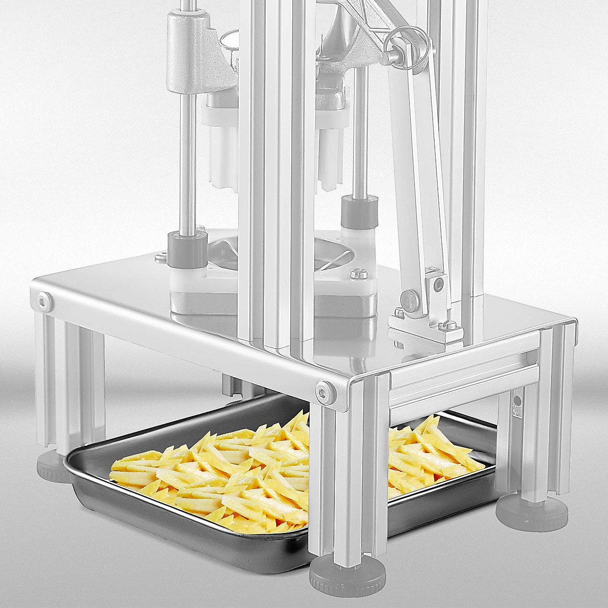 VEVOR Commercial French Fry Cutter with 4 Replacement Blades, 1/4" and 3/8" Blade Easy Dicer Chopper, 6-wedge Slicer and 6-wedge Apple Corer, Lemon Potato Cutter for French Fries with Extended Handle