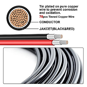 Geosiry Twin Wire Solar Panel Extension Cable - 20Ft 10AWG(6mm²) Solar Extension Cable with Female and Male Connector, Solar Panel Wire Adapter for Home, Shop and RV Solar Panels (10AWG 20FT)