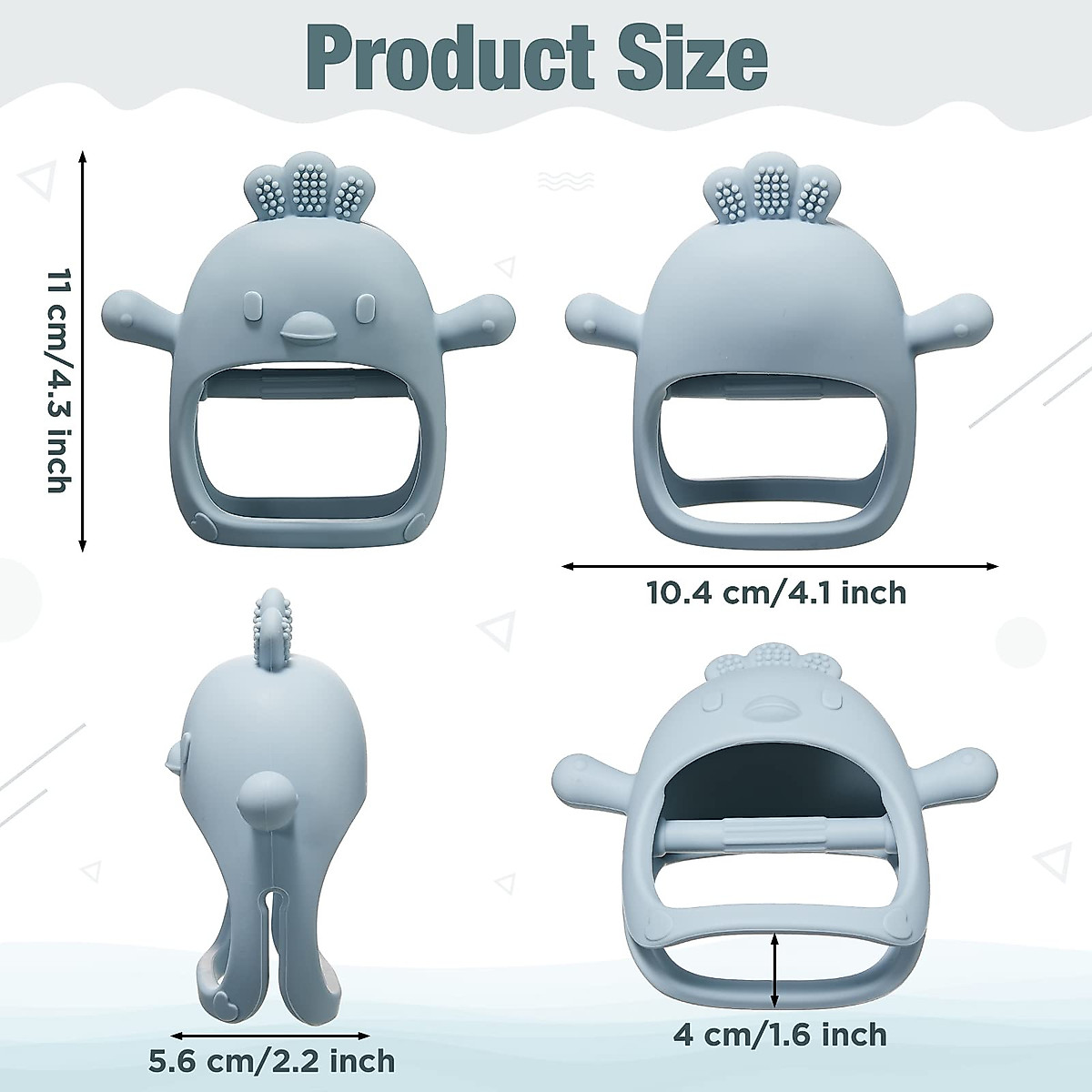 3 Pack Baby Teether Teething Toys for Babies 0-6 Months Baby Teething Toy Silicone Anti Dropping Infant Hand Teether Pacifiers Wrist Hand Chew Toys for Sucking Needs (Blue, Green, Flesh Pink, Chick)