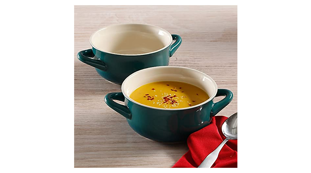 Crock Pot 30oz Artisan Stoneware Soup Bowl Set - Teal Gradient