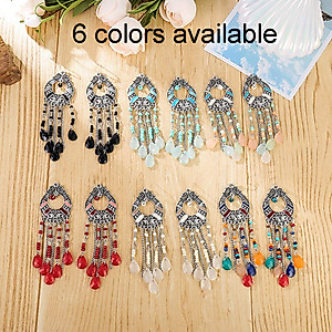00G 10mm 316L Surgical Steel Multicolor Beads Tassel Dangle Ear Gauges Piercing Flesh Tunnels Plugs Statement Earrings