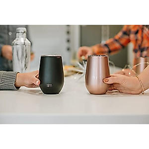 Simple Modern Wine Tumbler with Lid | Cute Stemless Glass Cup with Press-In Lid | Insulated Stainless Steel Coffee Mug | Gifts for Women Men Him Her | Spirit Collection | 12oz | Black Leopard