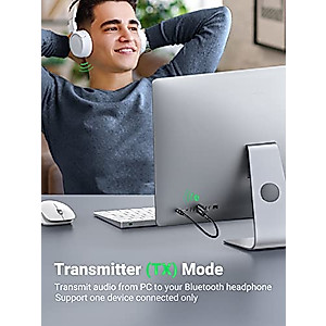 UGREEN Bluetooth 5.1 Transmitter Receiver 2 in 1 Wireless USB Bluetooth Adapter Built-in Microphone 3.5mm Audio Bluetooth Dongle Driver Free for TV, Home Stereo, Car Stereo, Headphones, Speakers, PC