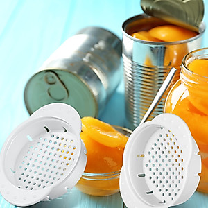 2 Pcs Mini Tuna Can Strainer White Plastic Can Colander Press No-mess Can Drainer Strainer for Vegetable Fruit Bean Tuna Canned Food