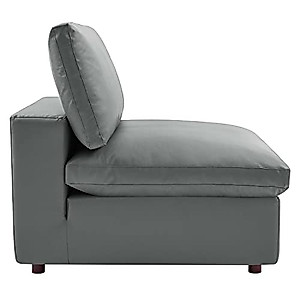 Modway Commix Down-Filled Overstuffed Vegan Leather 7-Piece Sectional Sofa in Gray