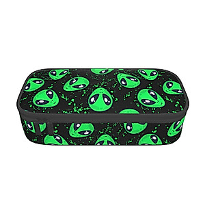 GVGOAGL Funny Green Alien Pencil Case Organizer Big Capacity Pencil Pouch Stationery With Zipper School Supplies Pencil Bag For Girls Boys Office