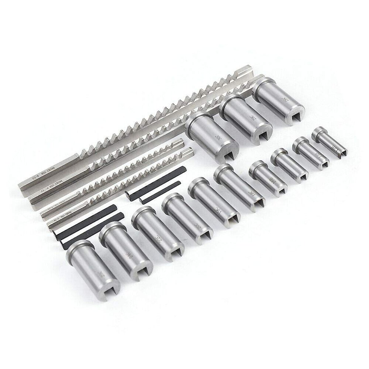 TFCFL 22pcs Keyway Broach Kit Metric Size Metalworking Tool Lathe Collared Bushing Shim Set Metric Size Metalworking Tool Set 12-30 HSS for CNC Router