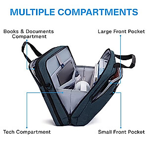 BAGSMART 17.3 Inch Laptop Bag, Expandable Computer Bag Laptop Briefcase Men Women,Laptop Shoulder Bag,Work Bag Business Travel Office, Dark Blue