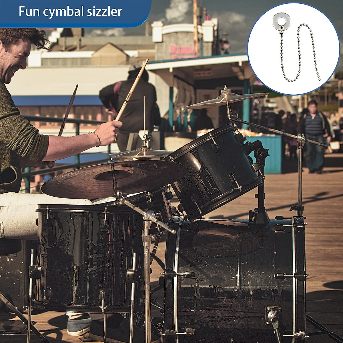 GuiPQS Cymbal Sizzler Chain Drum Set Stainless Steel Drum Cymbal Extension Chain Stainless Steel Cymbal Rattler Sizzler Extension Chain For Adult, Child, Band And Drum Lover 3 Pack