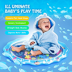 heytech Tummy Time Baby Water Mat, Infant Toy Inflatable Play Mat Activity Center for 3 6 9 Months Newborn Boy Girl 33.5"X24"