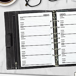 Half Size Contacts Address Book Planner Insert Refill, 5.5 x 8.5 inches, Fits 7-Ring & 3-Ring Binders - Day Timer, Franklin Covey, Avery Mini, Choose Quantity