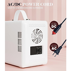 BOGDA 4L Mini Skincare Fridge with Dimmable LED Light Mirror, Cooler and Warmer Temperature Control Digital Display, Portable Cosmetic Refrigerator for Makeup, Skin Care, Bedroom Office Car, White