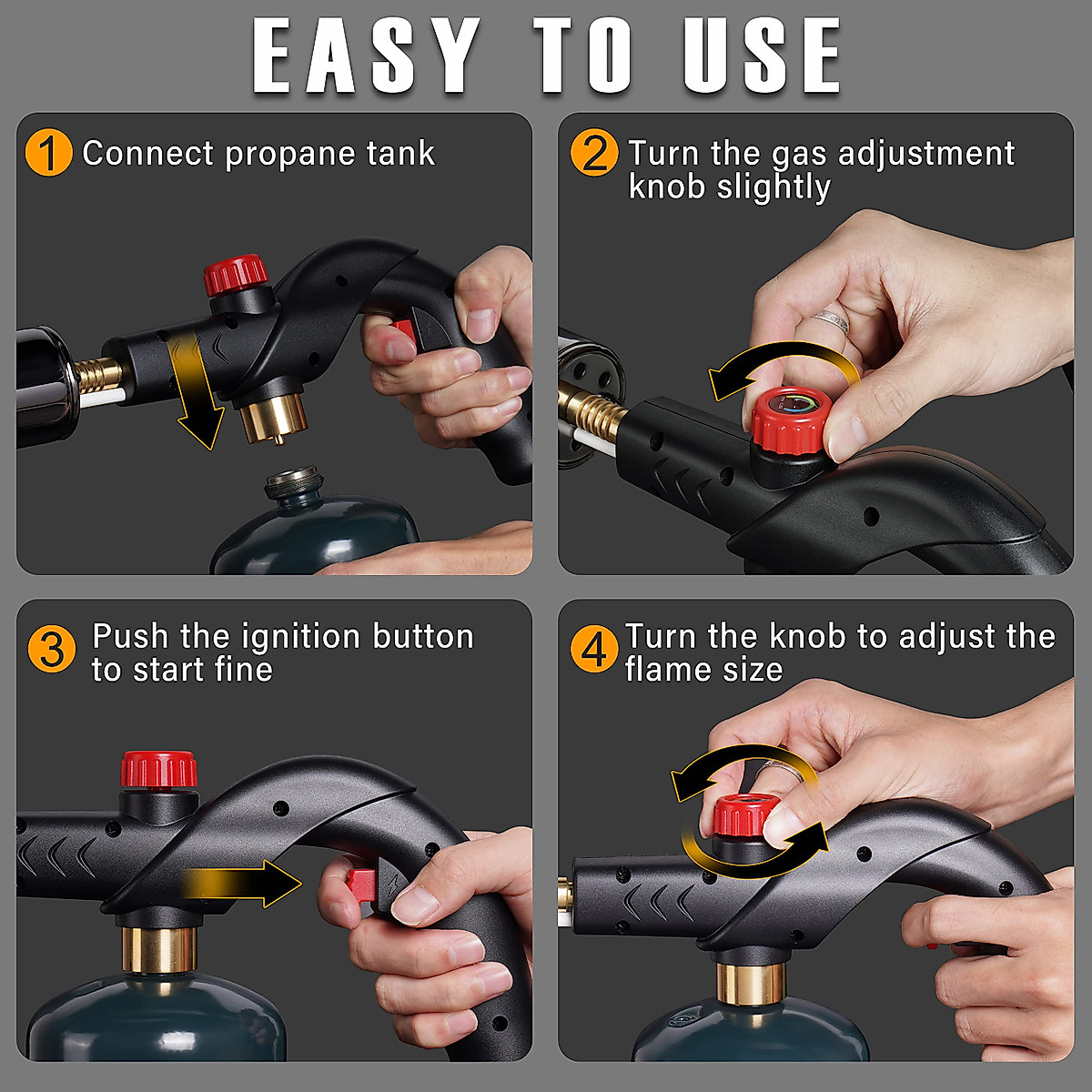 ravs POWERFUL Propane Cooking Torch, Searing Torch for Sous Vide, Steak, BBQ Grill Gun Kitchen Blow Torch, Handheld Culinary Torch for Creme Brulee, Campfire Charcoal Starter -Gas Tank Not Included