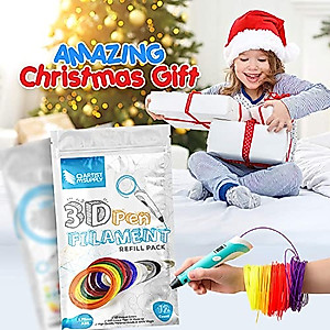 3D Pen Filament Refills - 1.75mm ABS Printer Refill Pack - 240 Linear Feet in 20 Foot Lengths Per Color - 80 Stencil E-Book & Bonus Glow in The Dark Color Included by 3D Artist Supply