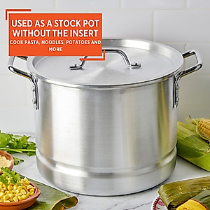 IMUSA Aluminum Steamer with Rack, 24 Qt, Silver