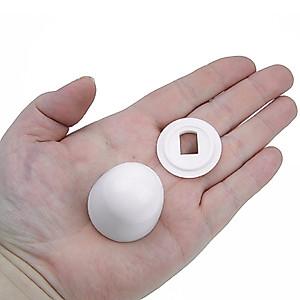 4 Pieces Toilet Bolts Caps, A.I.FORCE Toilet Bolt Covers, Universal Toilet Floor Caps with Extra Washers for Easy Installation, Plastic Round Push-On Toilet Bowl Bolt Caps Covers, 1.44" Height, Almond