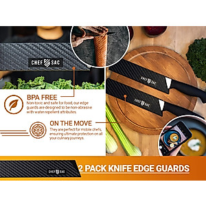 Chef Sac Knife Edge Guards | Universal Knife Cover & Professional Knife Protector | Durable BPA-Free ABS Plastic Knife Guards | Gentle Non-Scratch Felt Lining Chef Knife Sheath (2-Pack - 8.5)