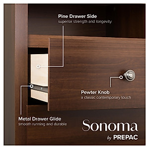 Prepac Sonoma 8 Drawer Double Dresser for Bedroom, Wide Chest of Drawers, Bedroom Furniture, Clothes Storage and Organizer, 17.25" D x 59" W x 37" H, Cherry, CDC-6338