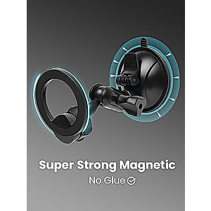 Karmus Magnetic Shower Phone Holder, Dual 360° Adjustable Suction Cup Cell Phone Mount for Bathroom Mirror Kitchen Gym Desk Wall Windshield, Phone Stand for iPhone 14 13 12, Magsafe, All Mobile