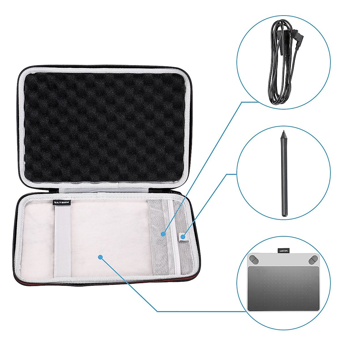 LTGEM Tablet Case for Wacom Intuos Small/Small Bluetooth Graphics Drawing Tablet fits Model # CTL4100 or XPPen Graphics Tablet fits Model # StarG640