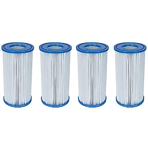 Bestway 58012E Type III/A Outdoor Swimming Pool Filter Pump Replacement 4.2"x8" Cartridge Accessory, Use in 500/800/1500 Gallon Filter Pumps, 4 Pack