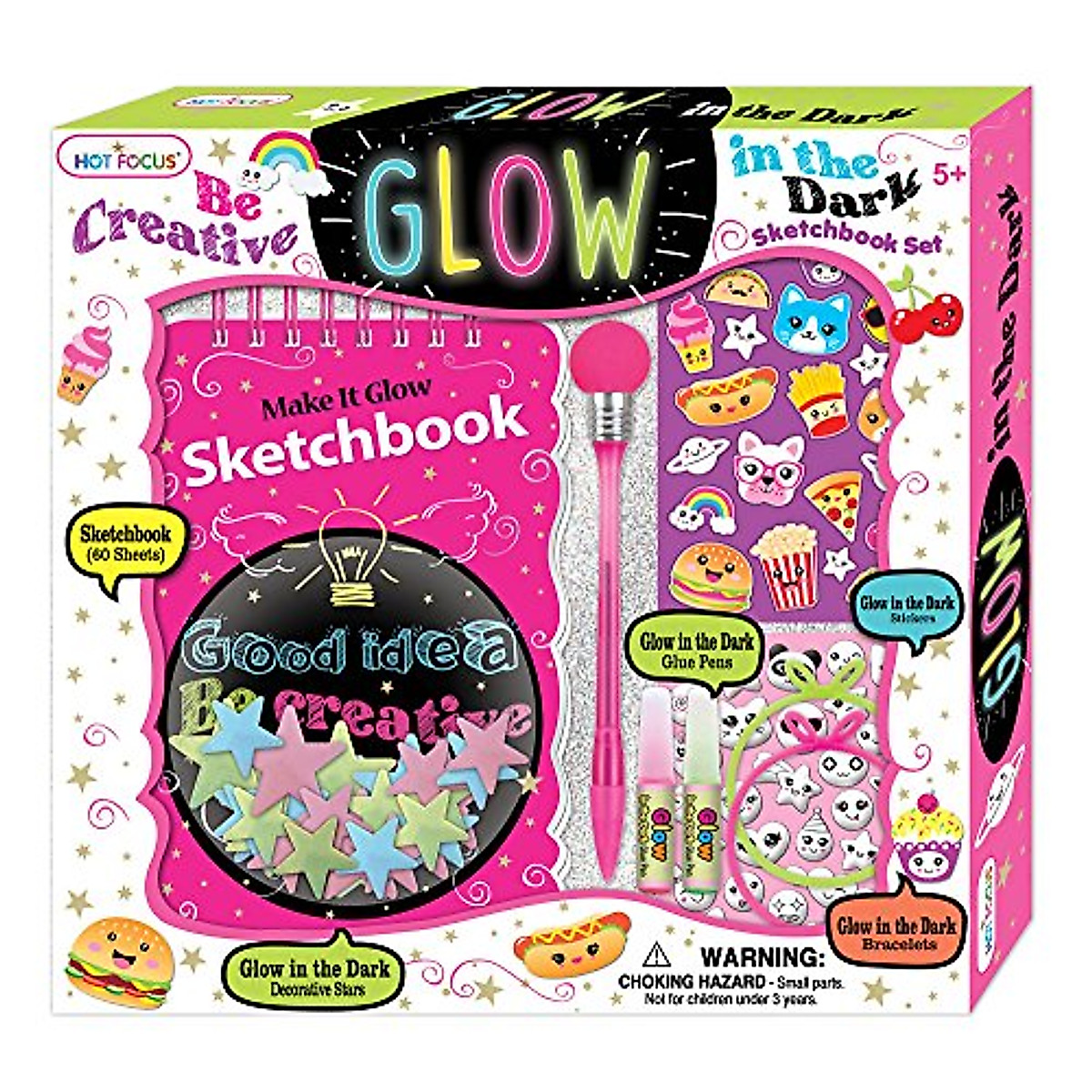Hot Focus 262FD Glow-in-The-Dark Art Crafty Set, Green/Pink/Blue