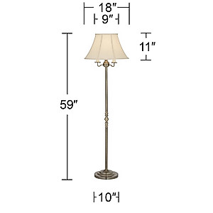 Regency Hill Montebello Traditional 59" Tall Standing Floor Lamps Set of 2 Lights Candelabra 4-Light Gold Metal Antique Brass Finish Living Room Bedroom House Reading Office Home Decor Entryway