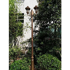 MODEBHD 215cm 2-Heads European Antique Retro Glass Column Lamp Victoria Lantern Aluminum Outdoor Waterproof Column Light Lawn Street Post Light E27 Decoration Villa Garden Fence High Pole Lamp