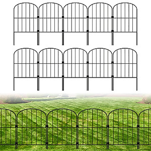 Decorative Garden Fence 10 Pack Animal Barrier Fence 10ft (L) x 24in (H) Rustproof Metal Wire Section Edging Fencing Panel for Outdoor Yard Landscape Patio, Arched