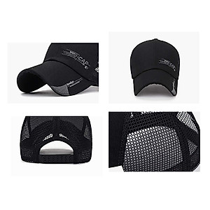 XibeiTrade Unisex Summer Baseball Cap Men Women Sports Outdoor Canvas Mesh Breathable Hat (Black)