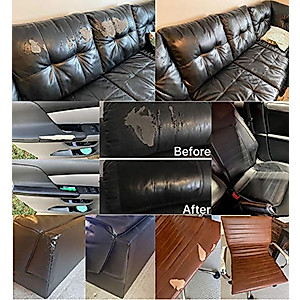 Leather Repair Patch for Couches 17X55inch Large Self-Adhesive refinisher cuttable reupholster Tape Patches kit Couch Car Seats Furniture Sofa Vinyl Chairs Fabric Fix(crazy Horse l.Brown, 17x55 inch)