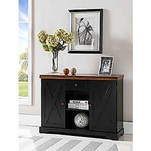 Kings Brand Furniture - Wood Buffet Cabinet Console Table, Black / Walnut