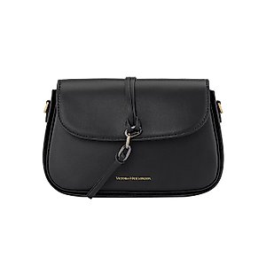 VICTORIA HYDE Crossbody Bag for Women Small Shoulder Bag Vegan ladies Purse Fashion Genuine Leather Shoulder Bags (BLACK)