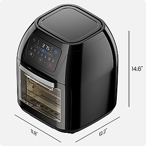 CHEFMAN Multifunctional Digital Air Fryer+ Rotisserie, Dehydrator, Convection Oven, 17 Touch Screen Presets Fry, Roast, Dehydrate, Bake, XL 10L Family Size, Auto Shutoff, Large Easy-View Window, Black