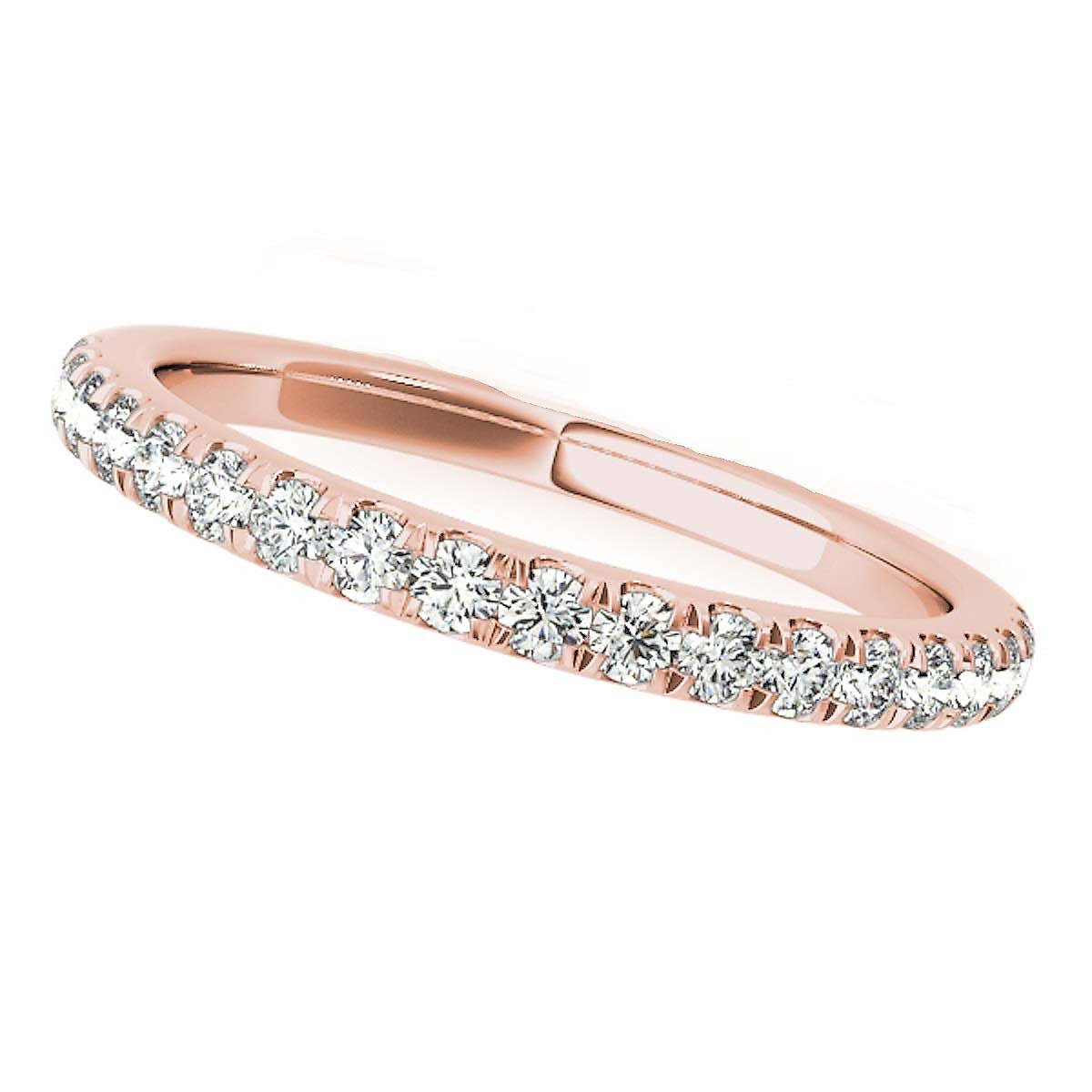 MauliJewels 0.25 Carat Round Diamond Antique Wedding Band for Women | 14K Solid White Rose Yellow Gold |1/4 Ct Lightweight Diamond Bridal/Engagement Jewelry Collection