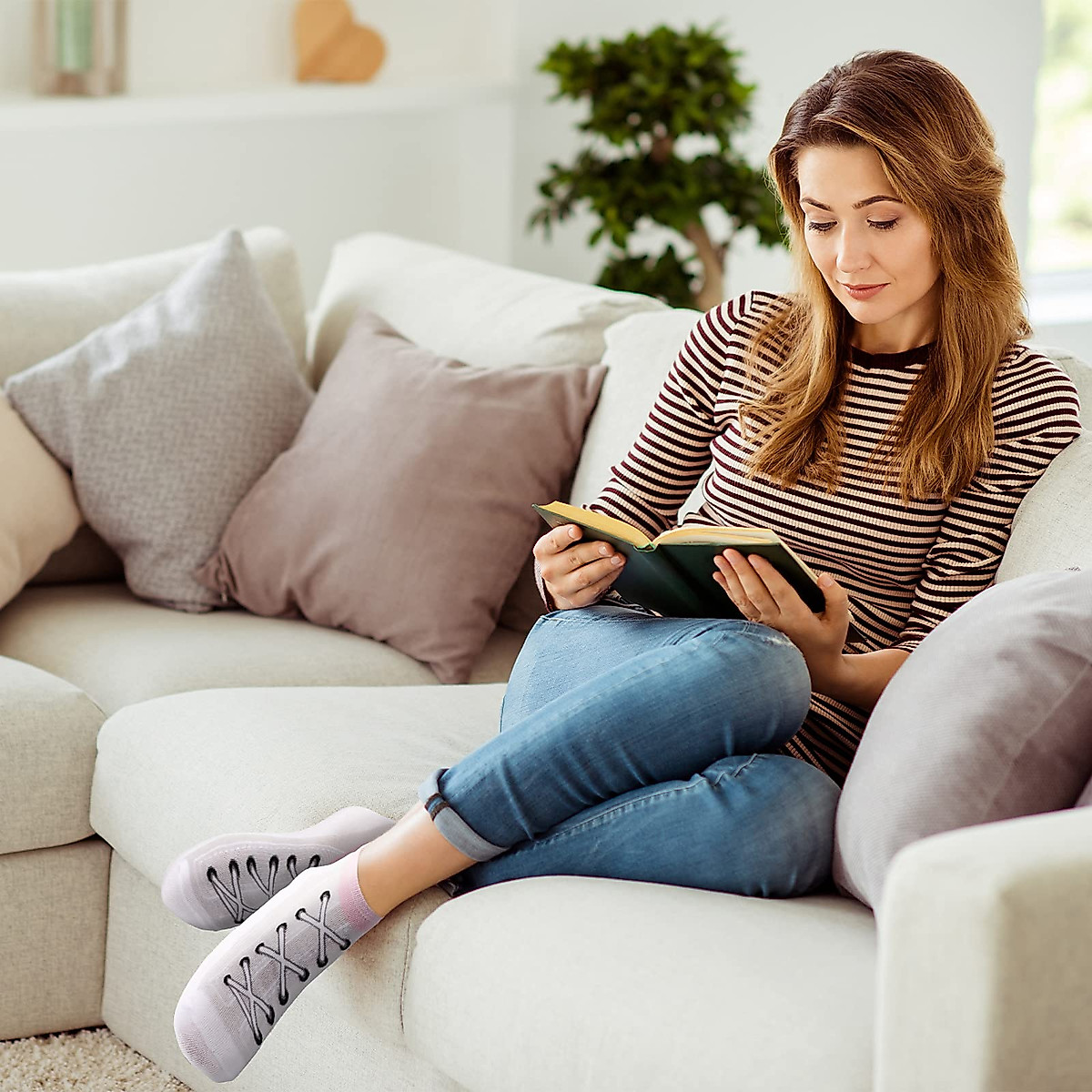 SATINIOR 6 Pairs Cool Novelty Low Cut Socks Sneakers Ankle Socks Non Slip Socks Soft Cool Socks Running Socks Gifts Idea for Women Girl Men