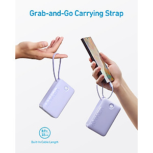 Anker Power Bank Battery Pack, 20,000mAh 22.5W High Speed Charging Portable Charger with Built-in USB C Cable, 1 USB-C, 1 USB-A, for iPhone 15/15 Plus/15 Pro/15 Pro Max, MacBook, Galaxy