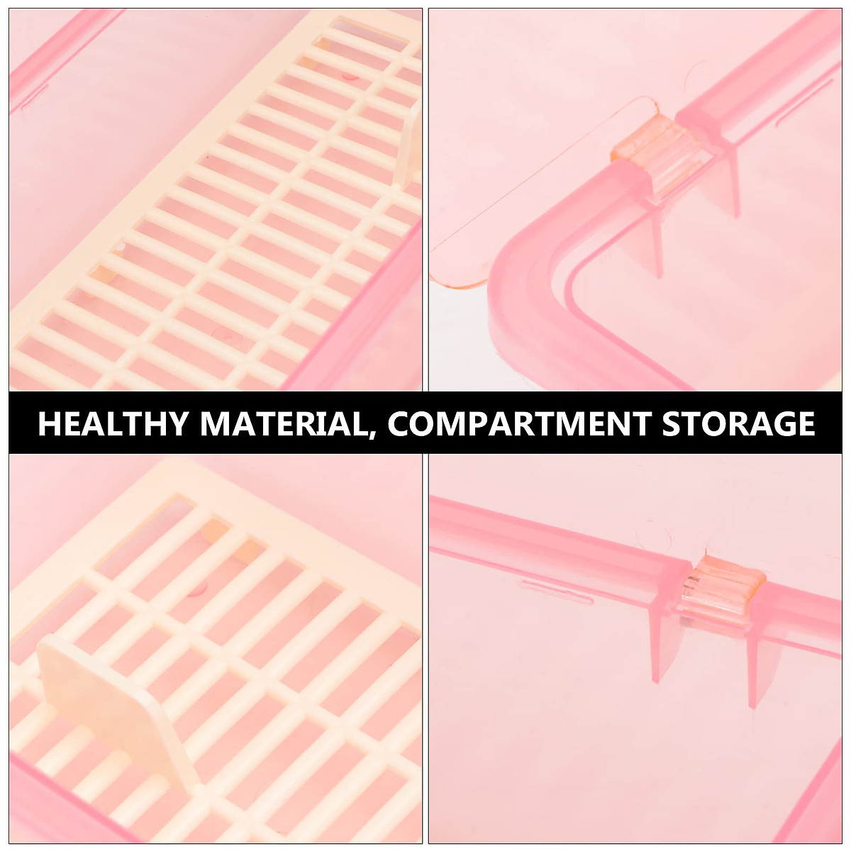 DOITOOL Flatware Tray with Lid and Drainer, Tableware Utensil and Cutlery Drawer Organizer with Lid Covered Silverware Tray to Keeps Your Cutlery Organized and Protected (Pink)