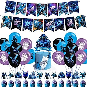 𝓑𝓵𝓾𝓮 𝓑𝓮𝓮𝓽𝓵𝓮 Birthday Party Decorations,𝓑𝓵𝓾𝓮 𝓑𝓮𝓮𝓽𝓵𝓮 Party Supply Set for Kids with 1 Happy Birthday Banner Garland , 13 Cupcake Toppers,18 Balloons for 𝓑𝓵𝓾𝓮 𝓑𝓮𝓮𝓽𝓵𝓮 Party Supplies
