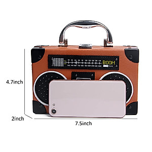 KUANG! Women Retro Radio Shaped Clutch Hundred Dollar Bill Box Shoulder Bag Elegant Evening Crossbody Handbag