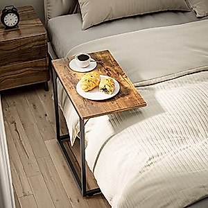 Pipishell C Shaped End Table 27 inches High, Side Table for Couch Slide Under, C Table Sofa Side End Table for Living Room PIET06