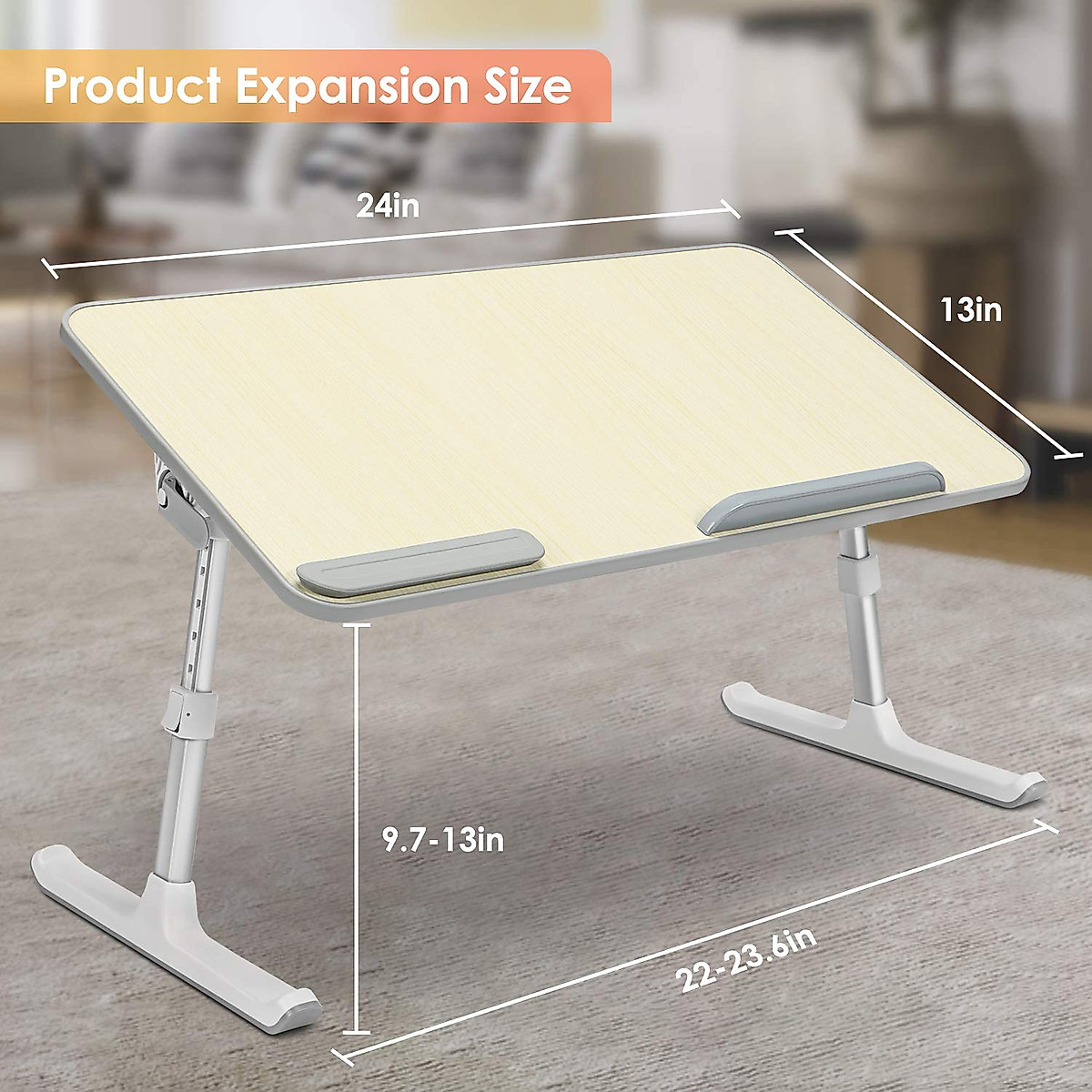 IBAMA Bed Tray Portable Laptop Stand Table Lap Desk 24 x 13 inches Adjustable Folding Table for Gaming and Working in Bed, Sofa and Couch (Larger Size)