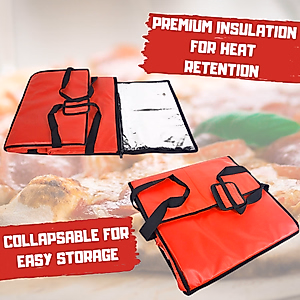 FSE Insulated Pizza Food Delivery Bag Carrier, 18 Inch x 18 Inch x 13 Inch (Zipper Closure)