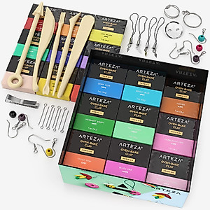 Arteza Polymer Clay Kit, Modeling Clay Oven Bake for Adults and Teens with 5 Sculpting Tools, 42 Colors, Made for Clay Earrings, Jewelry Making and Crafts