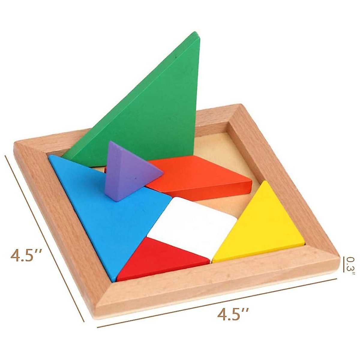 3 otters Wooden Tangrams Puzzles, 4 Pack Educational Tangrams Shapes Puzzle Toys for Kids Christmas Stocking Stuffers, STEM Montessori Wood Toy, Brain Logic Blocks