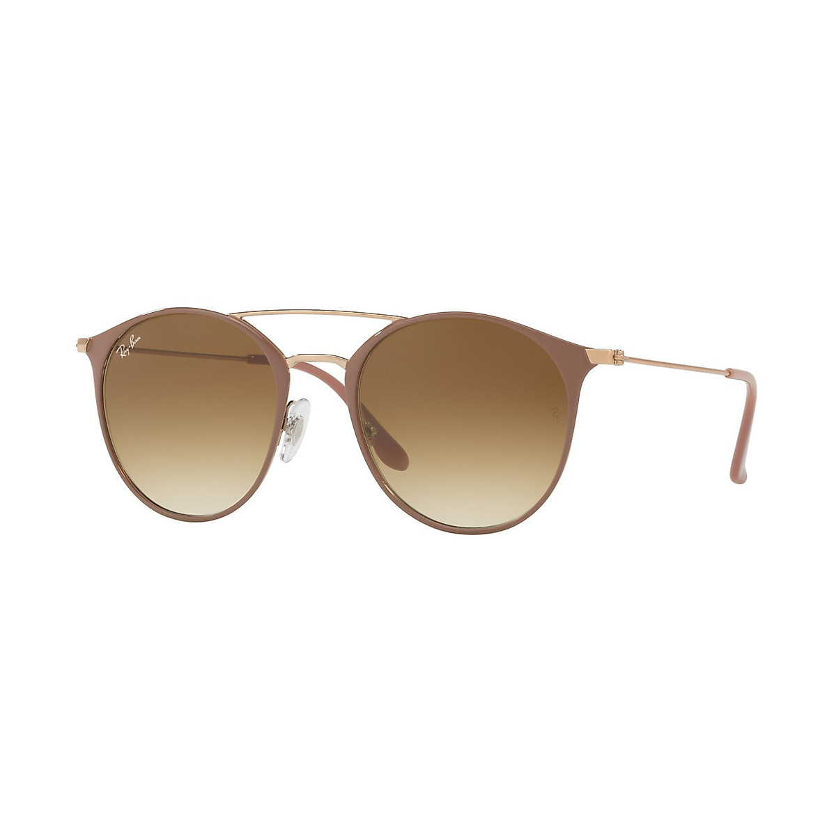 Ray-Ban RB3546 Round Sunglasses, Beige On Copper/Clear Gradient Brown, 49 mm