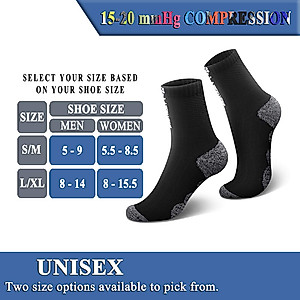QUXIANG Compression Socks for Women & Men Circulation 3/6/7 Pairs Arch Ankle Support 15-20 mmHg Best for Running Cycling (Multi 31,L/XL)