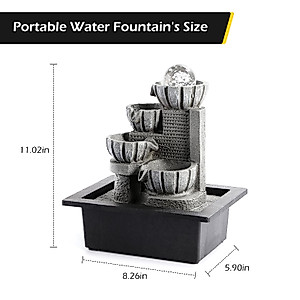 Dyna-Living Water Fountains Indoor Tabletop Water Fountain with LED Rolling Ball Feng Shui Waterfall Fountain for Modern Home Decor Office Living Room Decoration Home Gifts for Friends