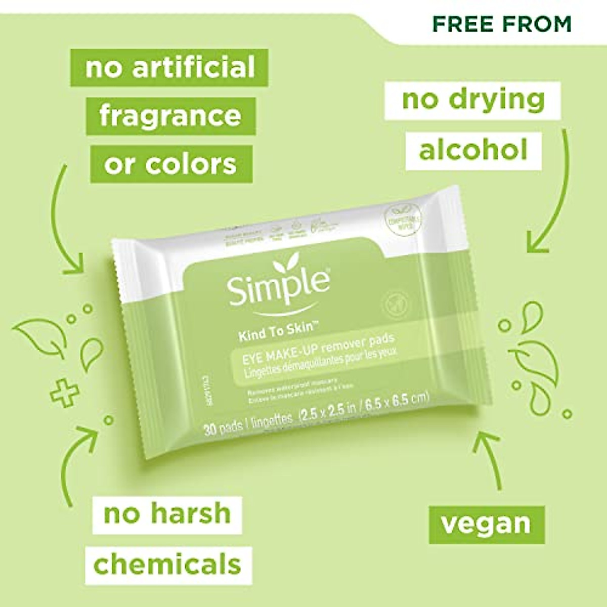 Simple Eye Makeup Remover Pads Makeup Remover 30 count