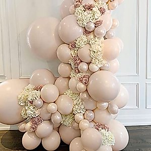 Double Layer Beige Balloons Different Sizes 18In 12In 5In Ivory White Blush Balloon Garland Pastel Cream Latex Balloon Arch Kit for Boho Baby Shower Birthday Wedding Bridal Shower Gender Reveal Party